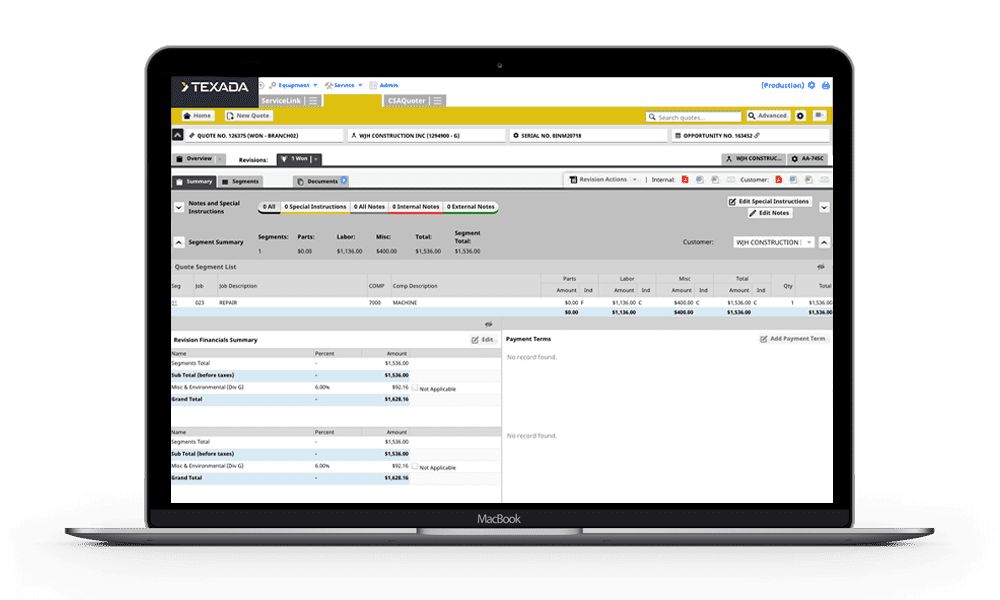 Texada's Parts & Service Quoter: Streamlining Quotes